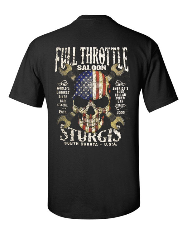 FTS Red, White, & Blue Skull Sturgis Rally Shirt t-shirt – Full ...